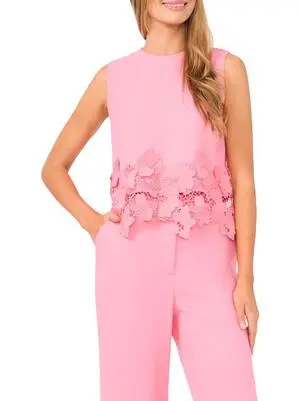 Ted Baker London Lace Trim Shell Top - Pink Drink