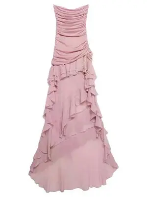 Blumarine Strapless Ruffled Gown - Pink