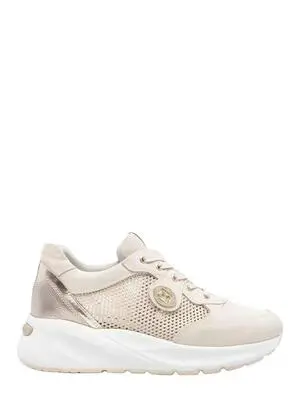 NEROGIARDINI Pierced Leather Platform Sneakers - Neutrals