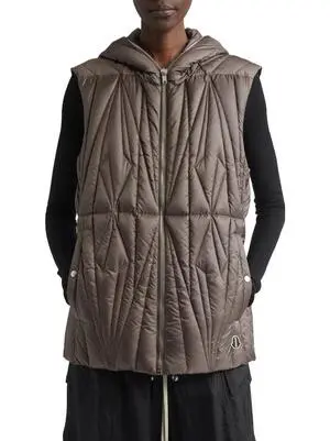 Moncler Geocamo Ziplock Hooded Down Vest - Olive Green