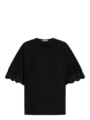 Alberta Ferretti Lace Sleeve T-shirt - Black