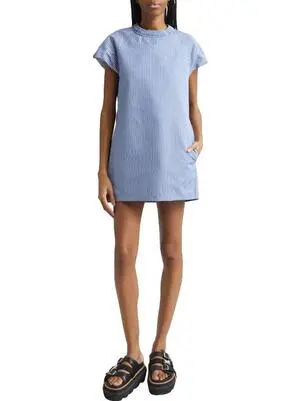 Sacai Poplin Sweatshirt Dress - Blue Stripe