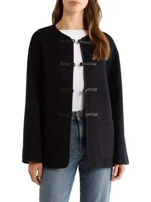 RÓHE Toggle Closure Wool & Cashmere Jacket - Navy