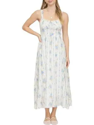 BLU PEPPER Floral Print Sleeveless Maxi Dress - Blue Multi