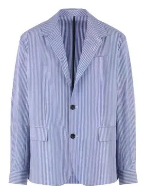 Sacai Single-breasted Striped Poplin Jacket - Blue