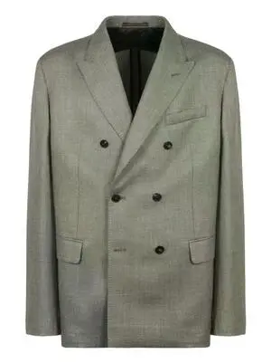 SLOWEAR Double-breasted Notched Collar Jacket - Grey