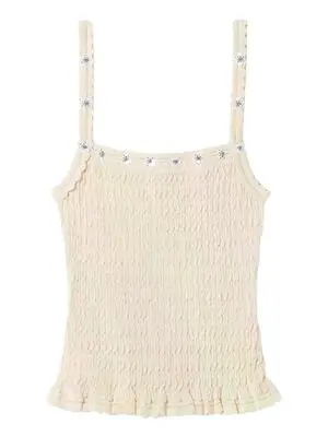Claudie Pierlot Floral-appliqué Textured Tank Top - Neutrals