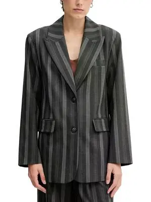 MOS MOSH Striped Button Blazer - Grey