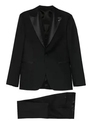 Tagliatore Satin-trim Suit - Black
