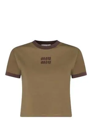 MIU MIU Cropped Jersey T-Shirt