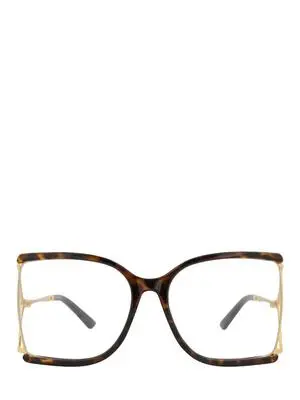 Gucci Square-frame Injection Optical Frames - Havana Gold Transparent (gg0592o/30008111/002)
