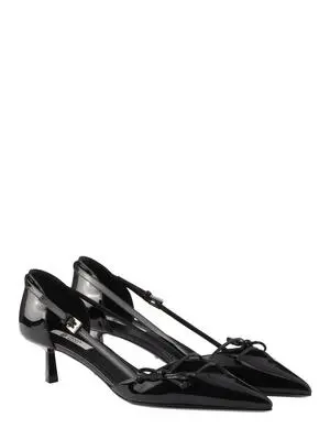 Prada Patent Leather Pumps With Metal Buckle - Black