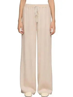 Lafayette 148 New York Wool Silk Twill Wide Leg Pants Taupe Melange