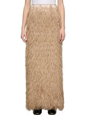 Lafayette 148 New York Fringe Fil Coupe Maxi Pencil Skirt - Brownstone