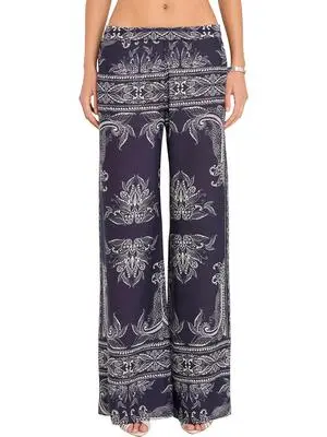 Amanda Uprichard Arielle Printed Wide Leg Pants - Navy