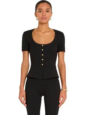Amanda Uprichard Nico Short-sleeved Top - Black
