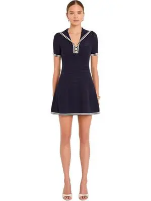 Amanda Uprichard Monique Fit And Flare Mini Dress - Navy/ Ivory