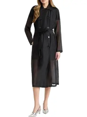 NVLT Sheer Trench Coat - Black