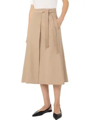 MM BY MAX MARA Rane Tie Waist Midi Skirt - Beige