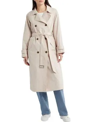 Bernardo Long Double Breasted Trench Coat - Egg Shell