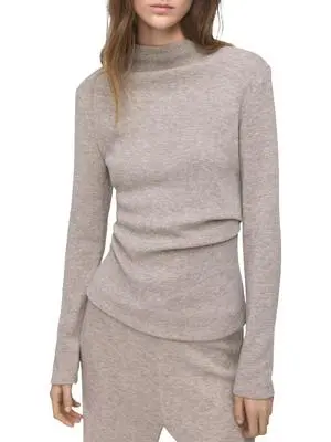 Mango Funnel Neck Long Sleeve Sweatshirt - Brown/grey