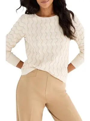 NIC+ZOE Alto Wave Stripe Pointelle Sweater - Neutral Multi