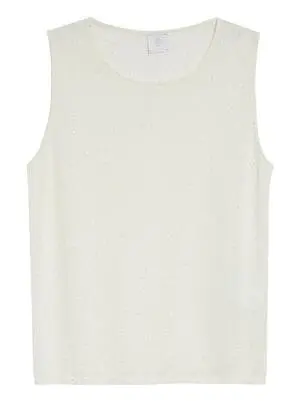 Eleventy Sequin Embellished Silk & Cotton Sweater Vest - 00 Ivory