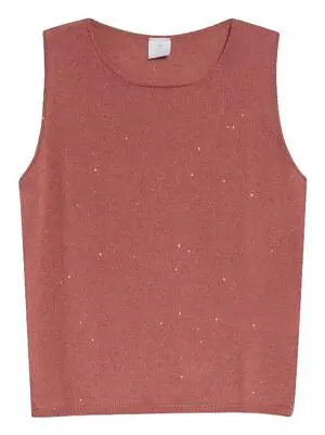 Eleventy Sequin Embellished Silk & Cotton Sweater Vest - 174 Raspberry