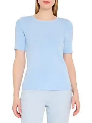 TAHARI ASL Short Sleeve Sweater - Ice Blue