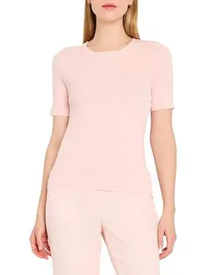 TAHARI ASL Short Sleeve Sweater - Tea Rose
