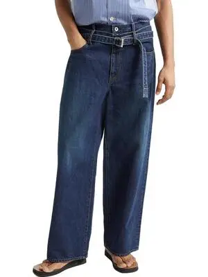 Sacai Belted Denim Pants - Blue