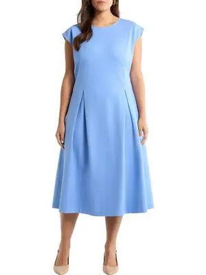 Nordstrom Dart Detail Ponte Midi Dress - Blue Cornflower