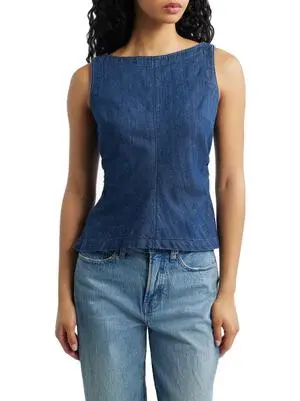 Madewell Ruched Denim Shell Top - Light Rinse