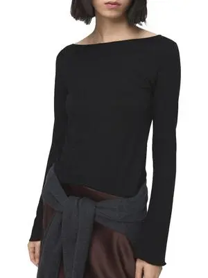 Mango Slim Fit Boatneck Top - Black