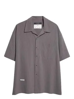 SONG FOR THE MUTE Gym Pinstripe Gabardine Camp Shirt - Grey