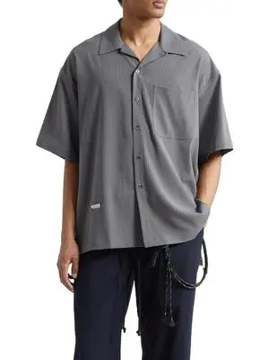 SONG FOR THE MUTE Gym Pinstripe Gabardine Camp Shirt - Grey