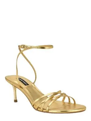 Nine West Gazey Ankle Strap Sandal - Gold