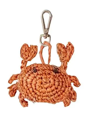 Likhâ Crab Raffia Bag Charm - Orange