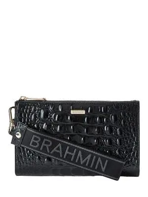 Brahmin Croc-embossed Leather Wristlet - Black