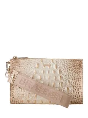 Brahmin Croc-Embossed Leather Wristlet Contour