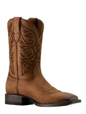 Ariat Wiley Wide Square Toe Cowboy Boots - Brown