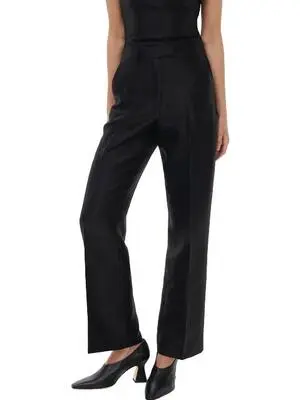 ALAS Tailored Silk Wool Straight-Leg Pants