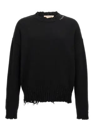 Marni Sweater With Antiqued Knit Details - Black
