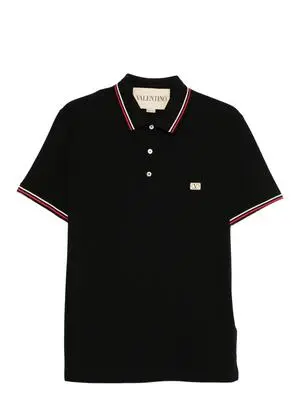 Valentino Garavani Vlogo Signature Cotton Polo Shirt - Black
