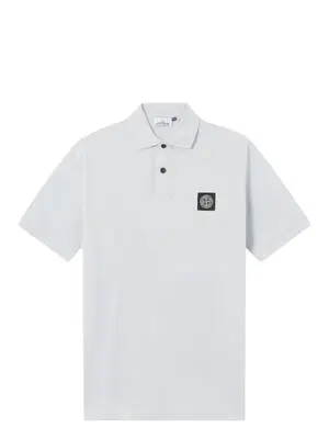 Stone Island Stone Island Logo Cotton Polo Shirt Sky Blue