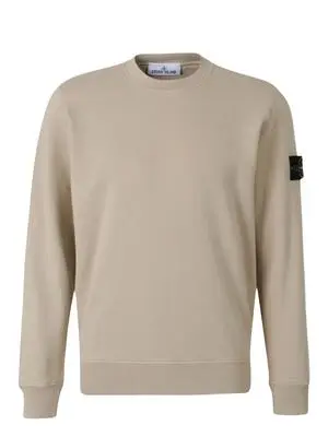 Stone Island Crew Neck Sweater With Logo - Beige