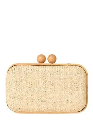 BTB LOS ANGELES Brooke Straw Clutch - Natural/multi