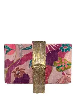 SIMITRI Velvet Fringe Clutch - Petals
