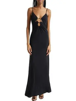 Ramy Brook Chrissy Cutout Sleeveless Gown - Black