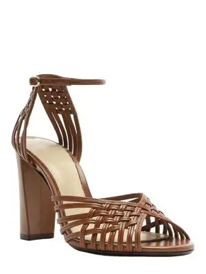 ALEXANDRE BIRMAN Lilian Woven Ankle Strap Sandal - Espresso